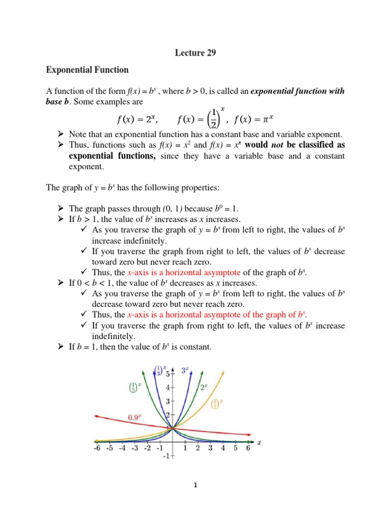 Lecture 29 Exponential Function - 446459516 | PDF | Function (Mathematics) | Exponentiation