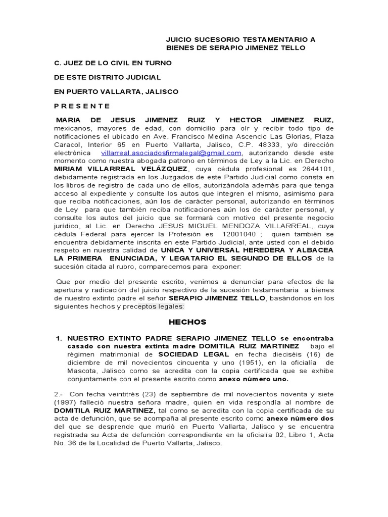 Juicio Sucesorio Testamentario | PDF | Justicia | Crimen y violencia