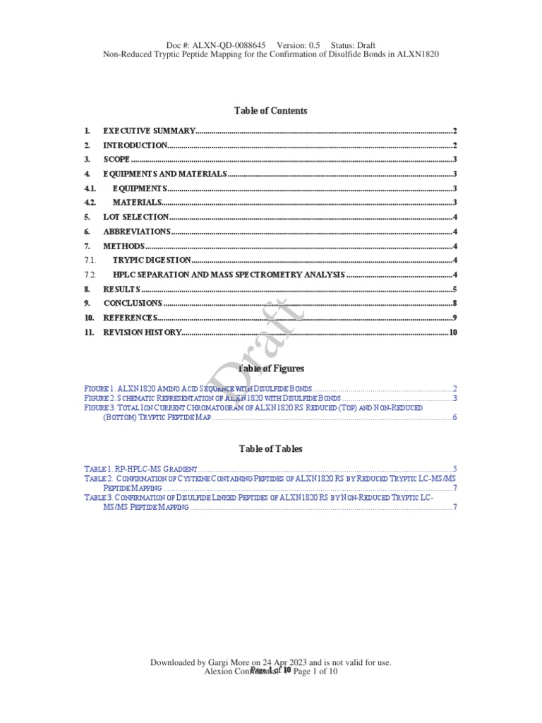 Non-Reduced Tryptic Peptide Mapping For The Confirmation of Disulfide Bonds in ALXN1820 - New ...