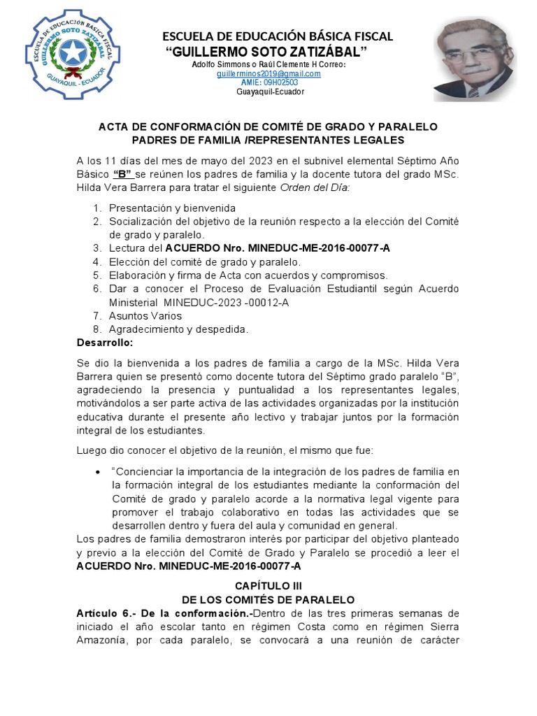 Acta Septimo B 2023 | PDF