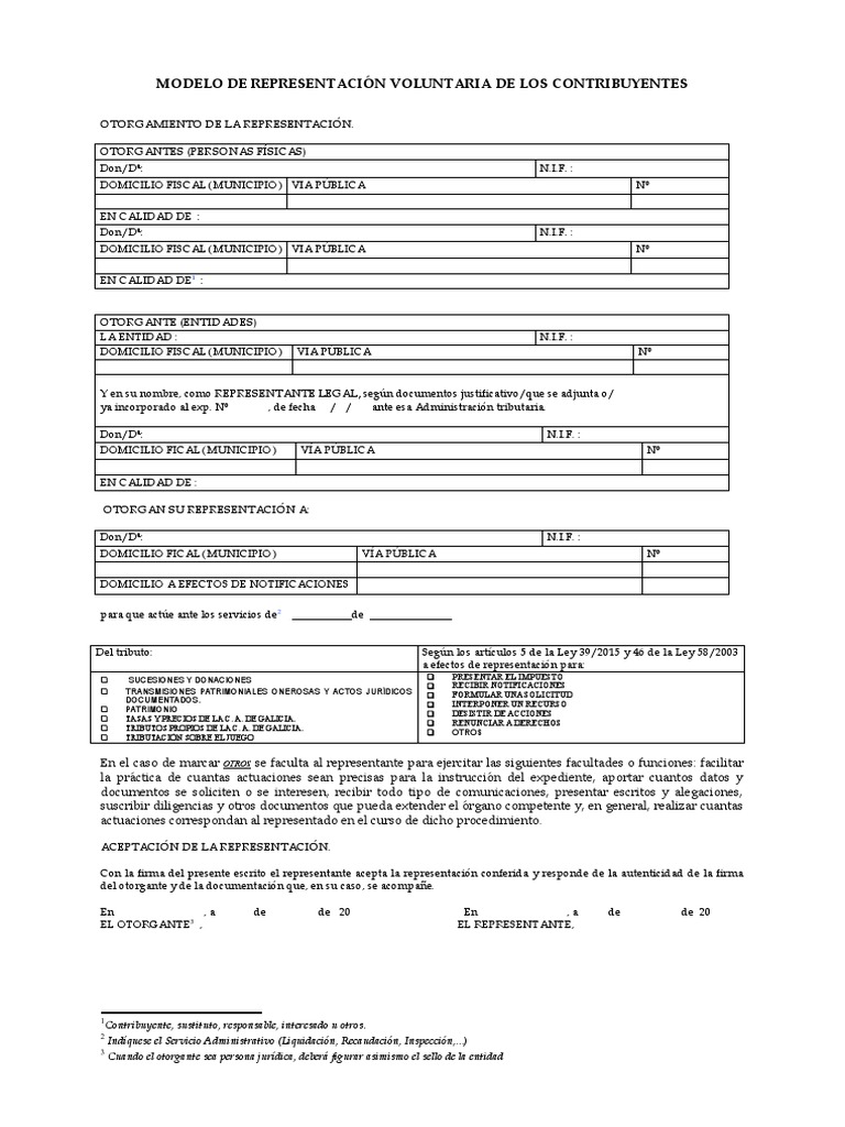Modelo de Representación Tributaria | PDF | Derecho