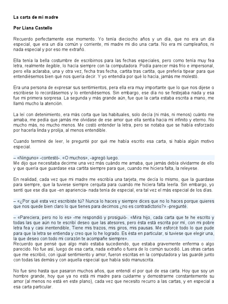 La Carta De Mi Madre Pdf