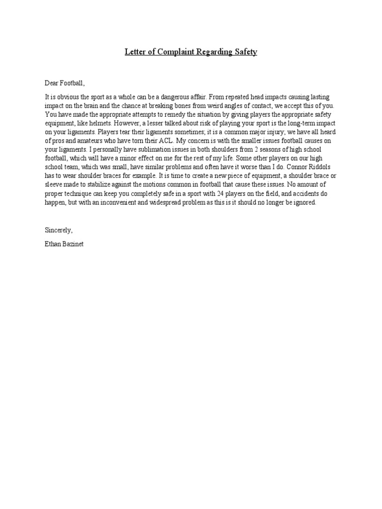 Letter of Complaint | PDF