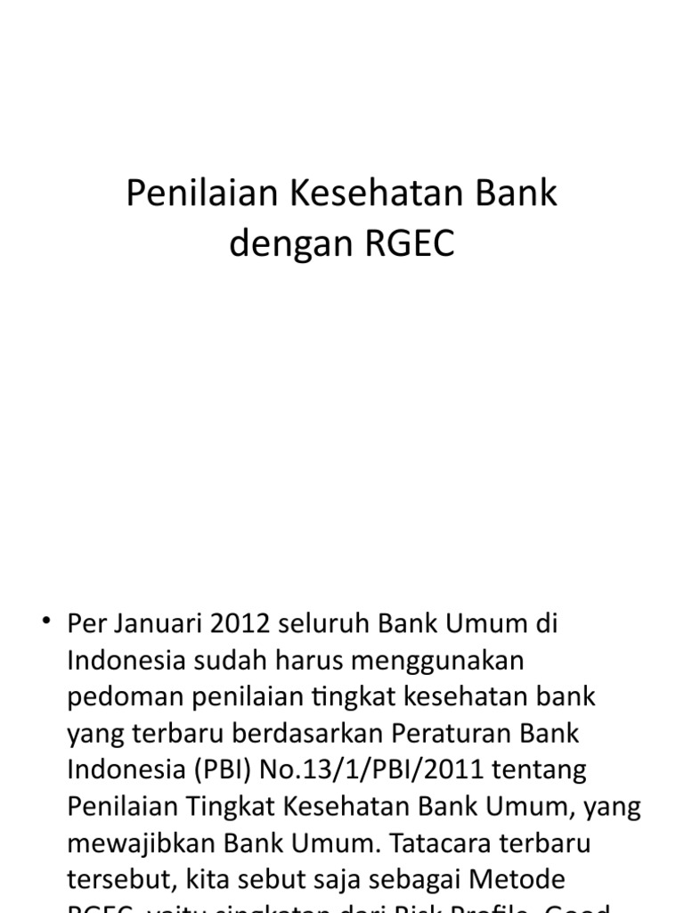 Penilaian Kesehatan Bank Dengan RGEC | PDF