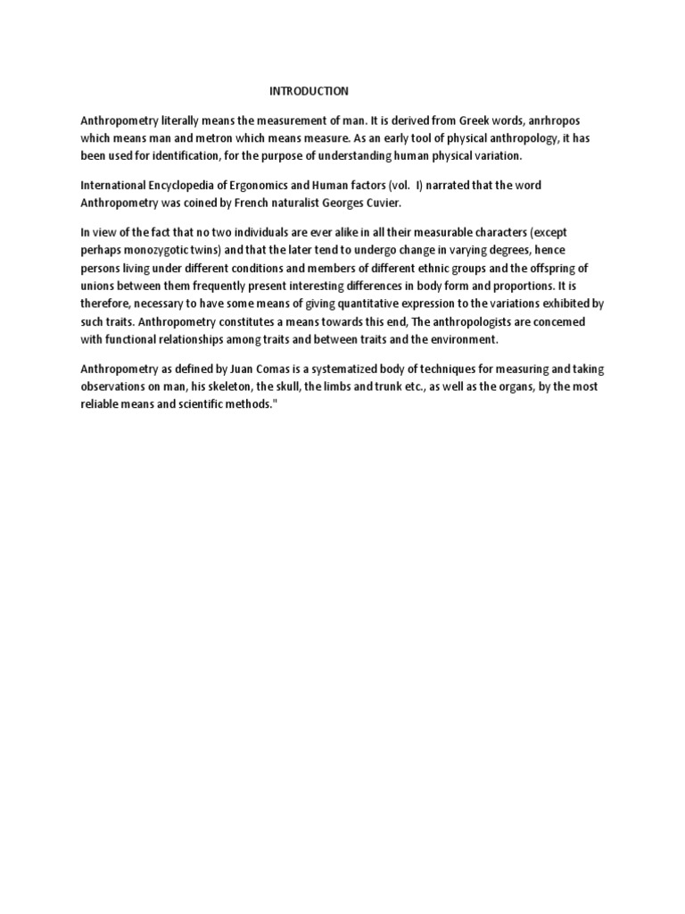 ANTHROPOMETRY | PDF | Anthropometry | Science ANTHROPOMETRY | PDF | Anthropometry | Science