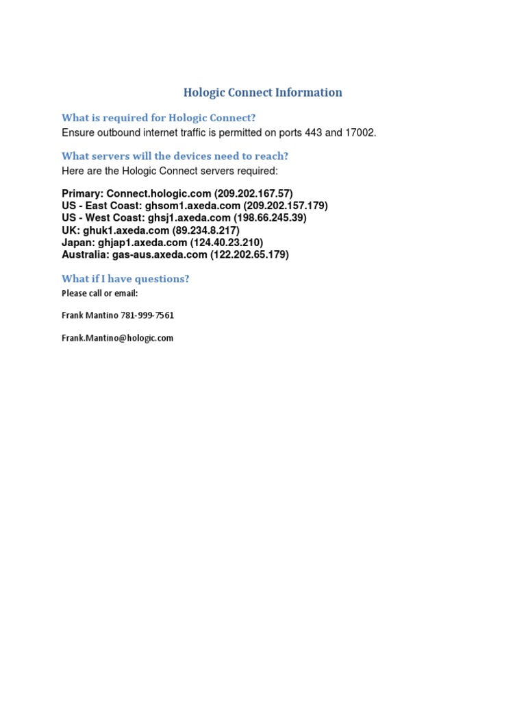 Hologic Connect Information | PDF