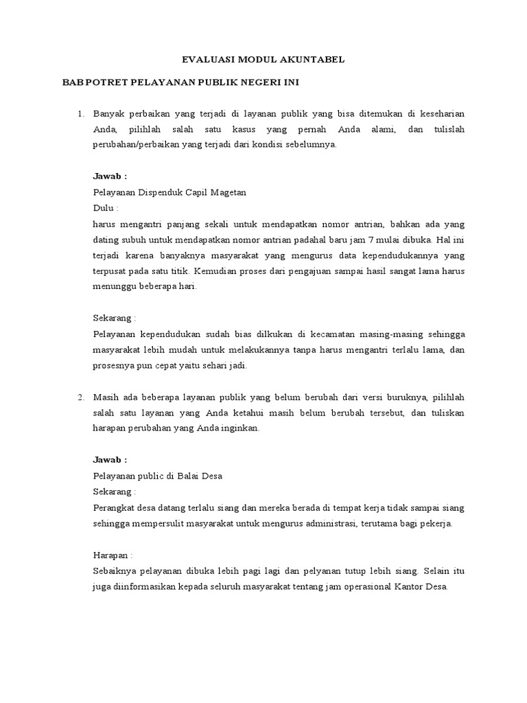 Evaluasi Modul Akuntabel | PDF | Pengelolaan Keuangan & Uang
