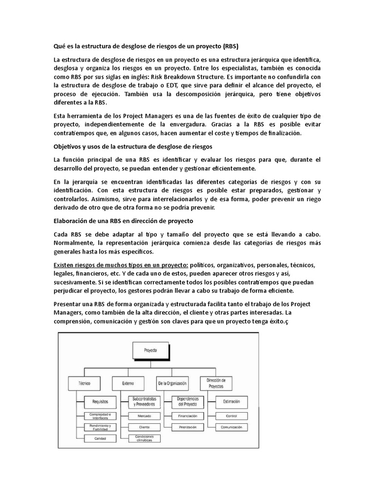 Desglose de riesgos de un proyecto (RBS) | PDF