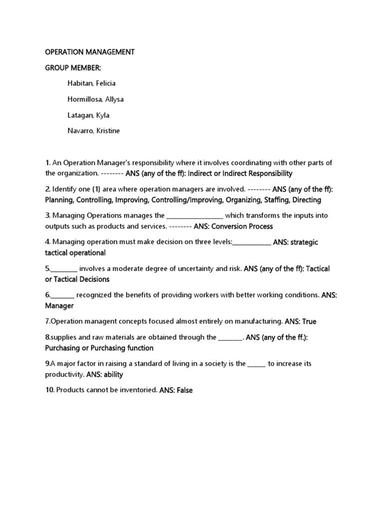 Operation Management | PDF
