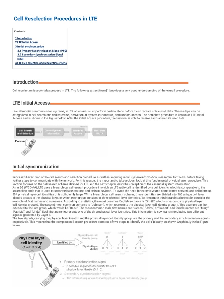 Cell Reselection Procedures in LTE | PDF