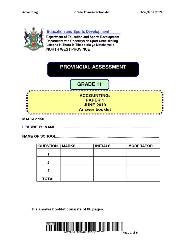 Accounting GR 11 Answer Book p1 | PDF
