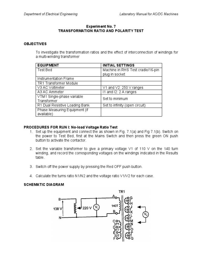 Expt 7 TRANSFORMATION RATIO AND POLARITY TEST | PDF