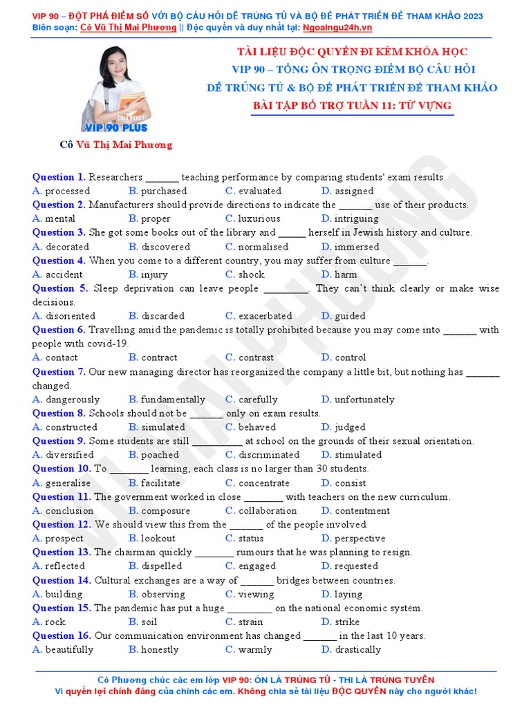Vip90 - Tuanso11baitapbotrotuvung | PDF | Vietnam