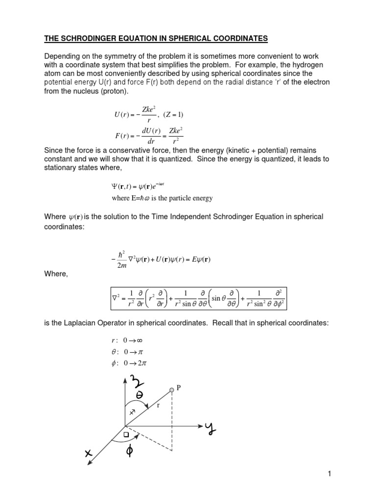 The Schrodinger Equation in Spherical Coordinates | PDF | Schrödinger ...