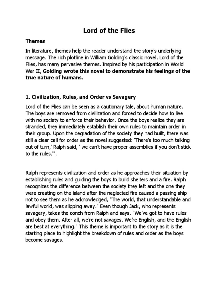 Lord of The Flies Themes | PDF