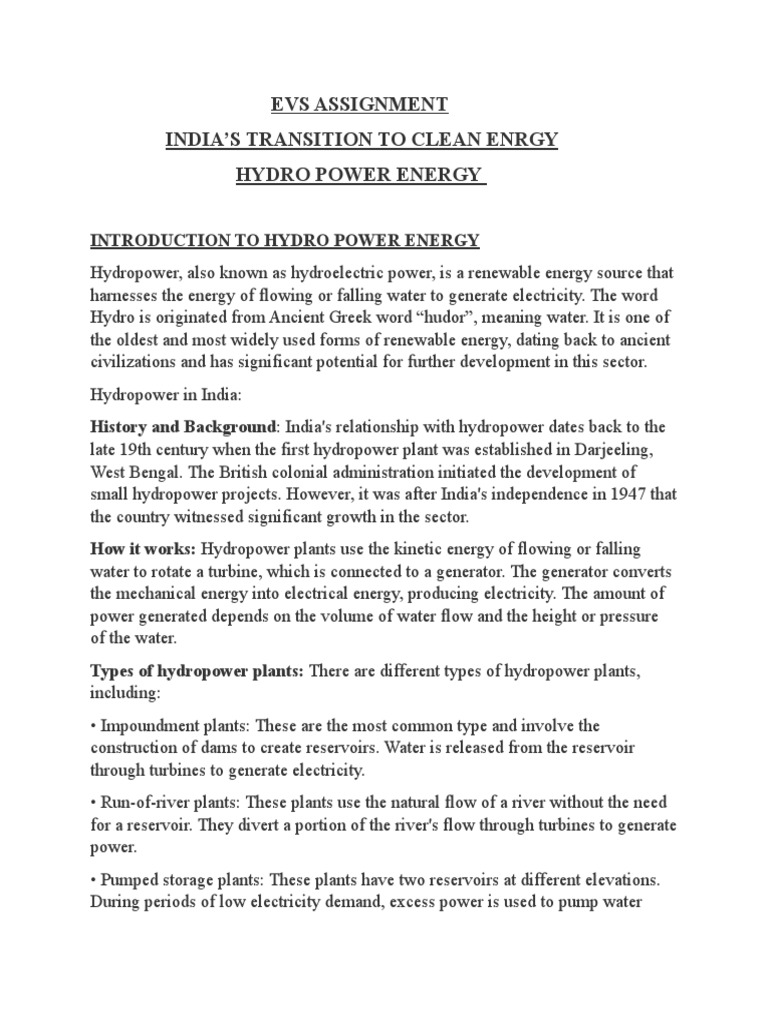 Hydropower EVS Assignment | PDF