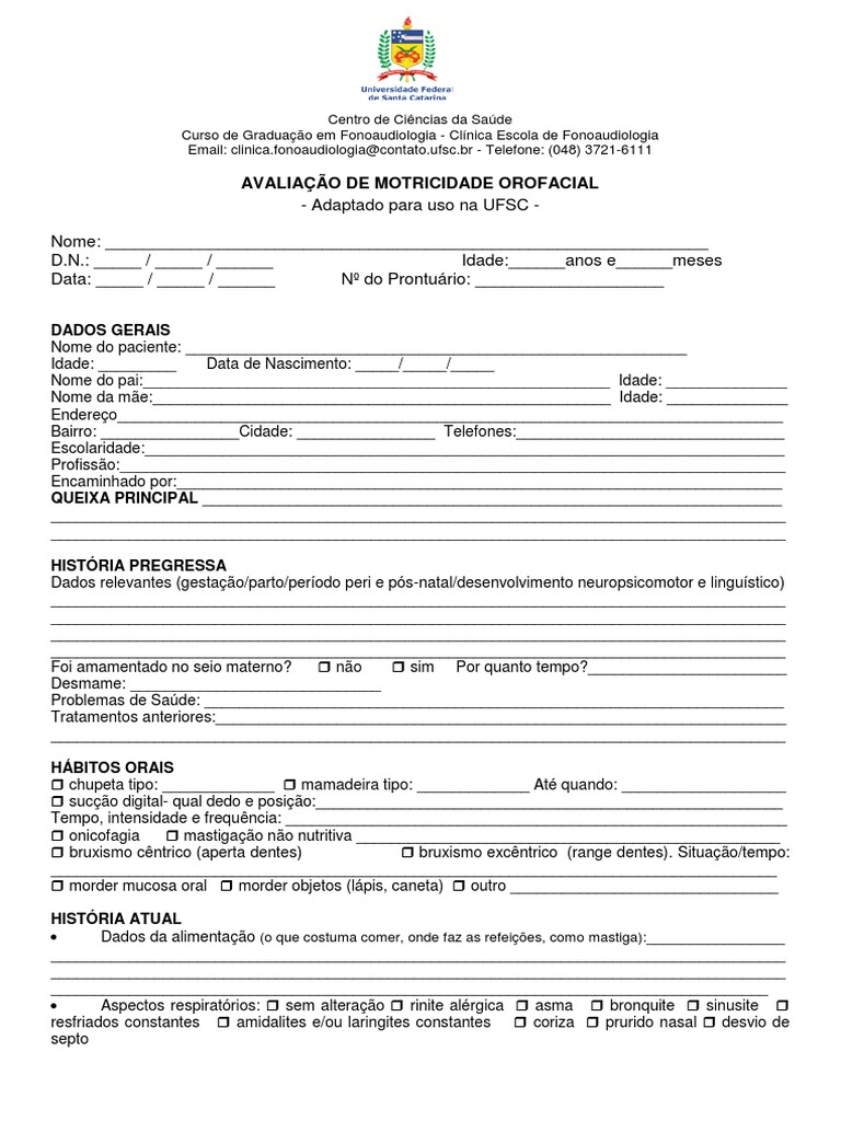Protocolo AMIOFE - Adaptado UFSC | PDF | Dente | Língua