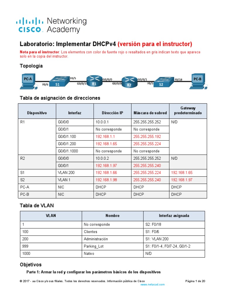 7.4.2 Lab - Implement DHCPv4 - ILM | PDF | Dirección IP | Enrutador (Computación)