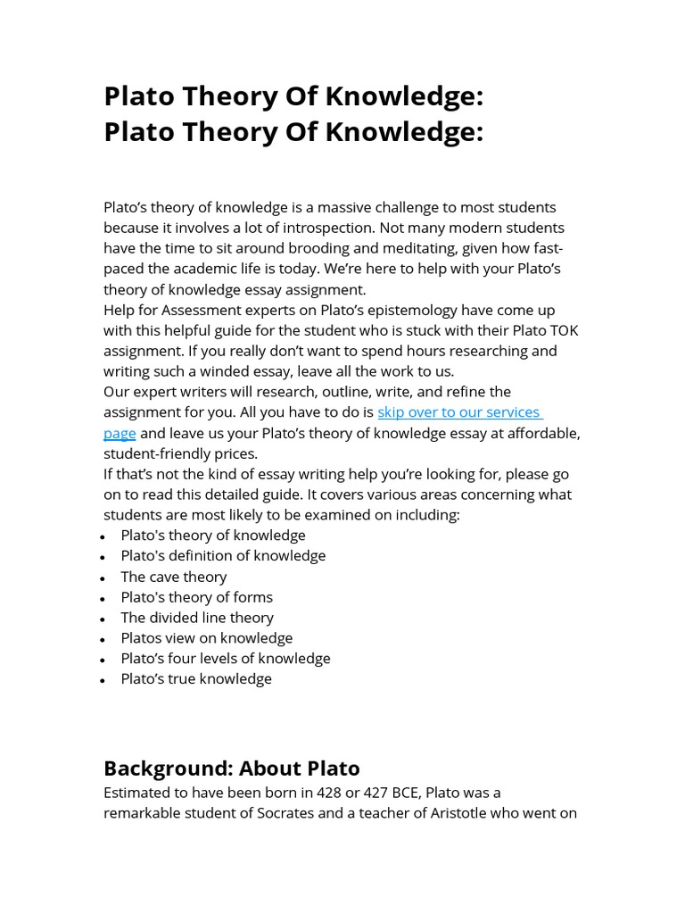 Plato Theory of Knowledge | PDF | Plato | Knowledge
