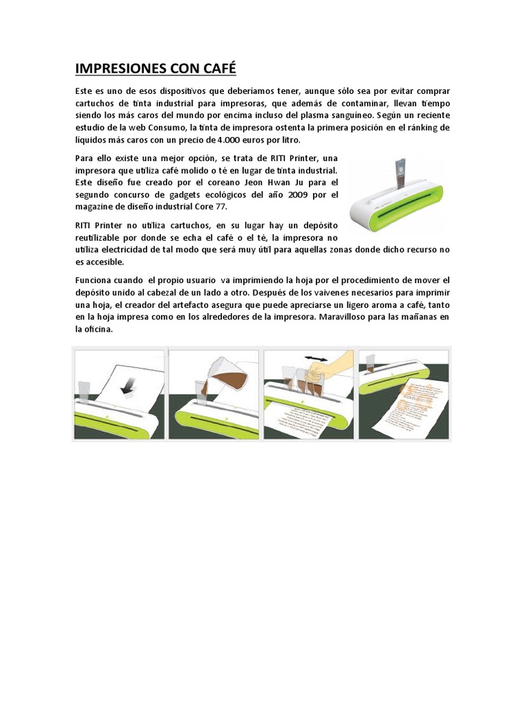 Impresora Ecológica con Café | PDF