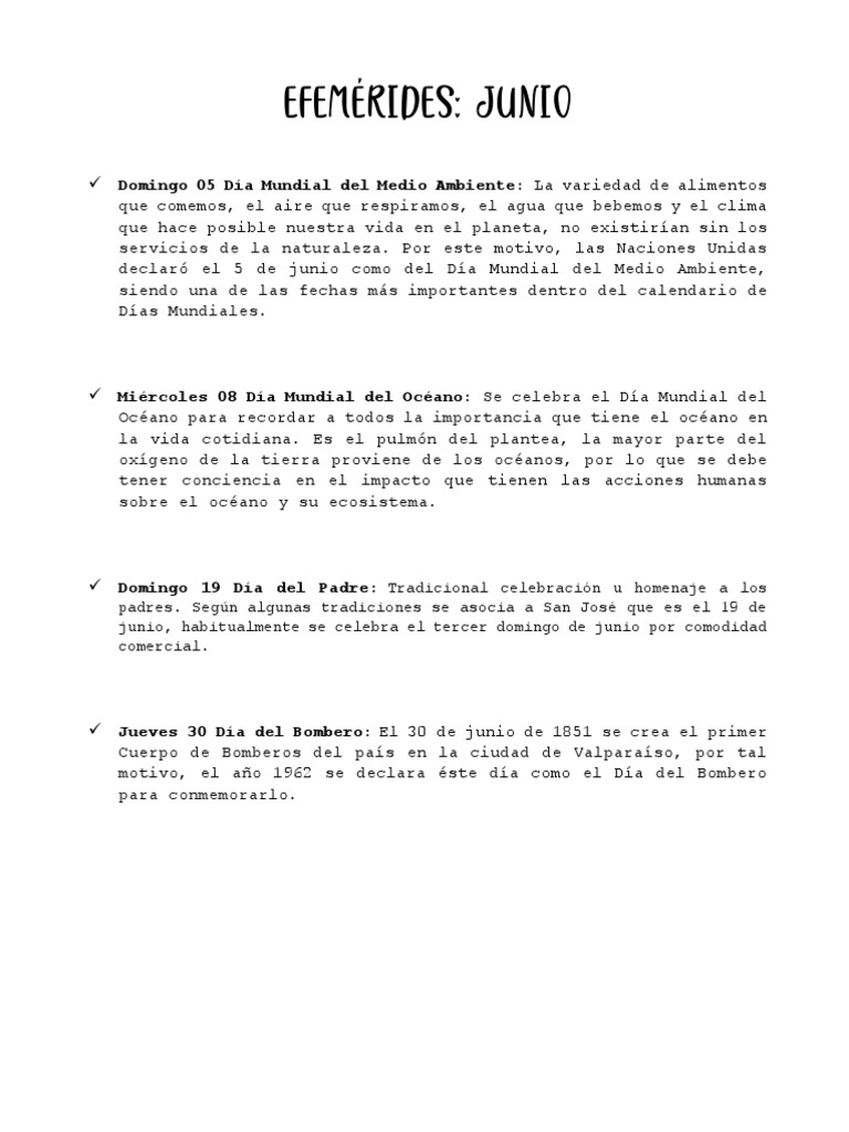 Efemerides Junio | PDF