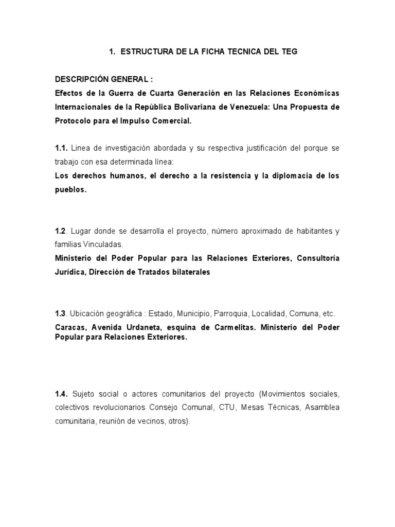 Ficha Tecnica Del Teg | PDF