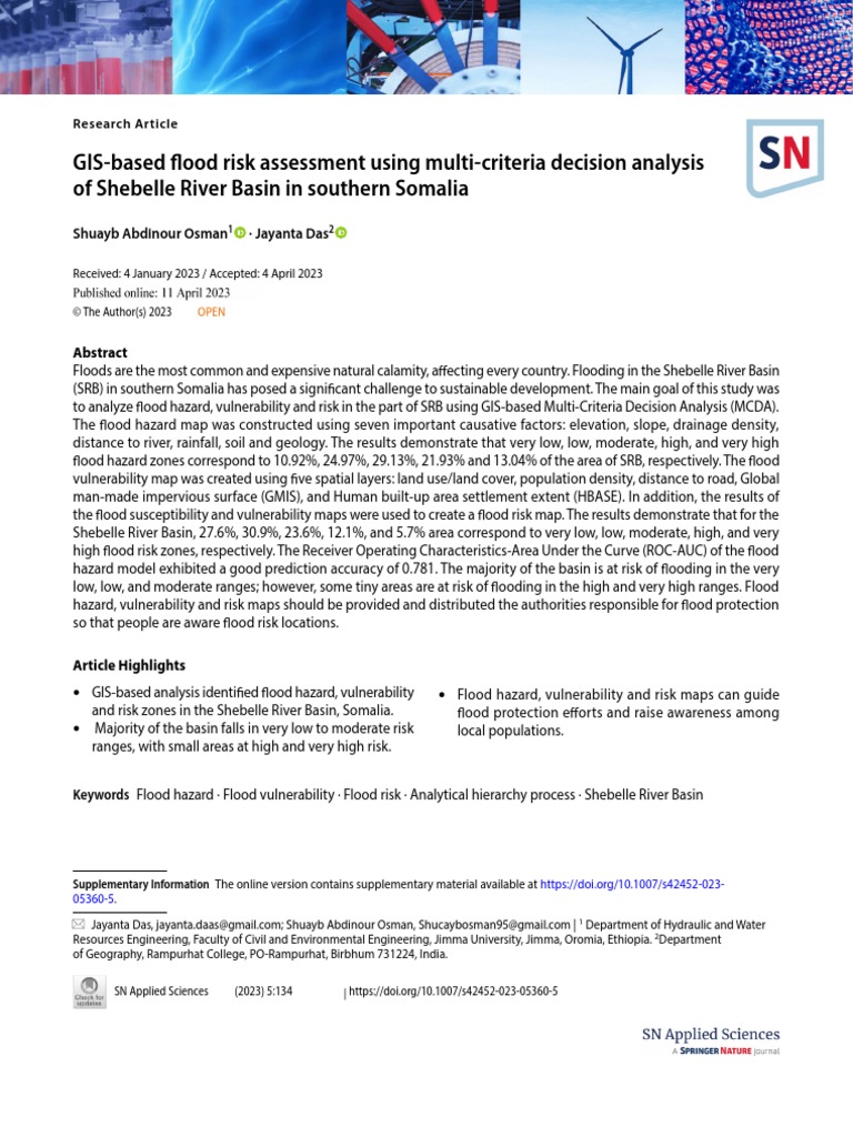 GIS Flood Risk Assessment in Shebelle | PDF | Flood | Drainage Basin