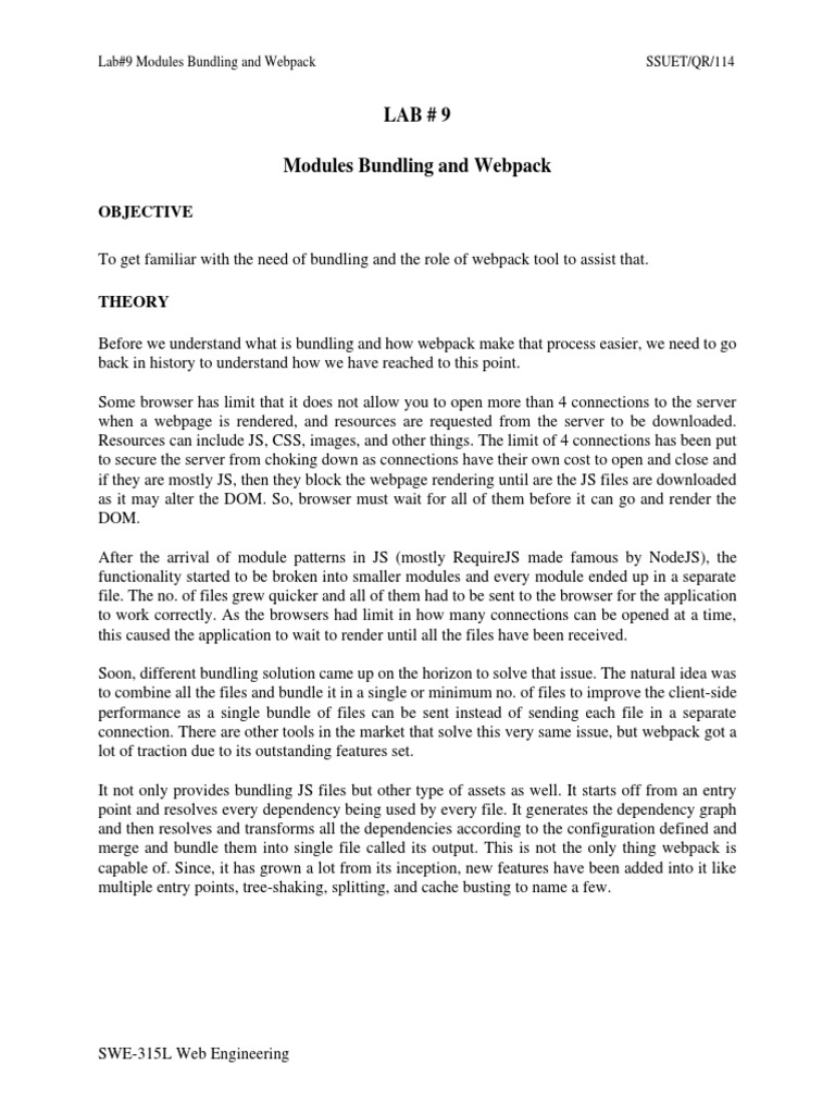 LAB 9 - Bundling and Webpack | PDF | Html | Software