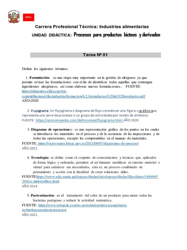 Tarea 1 de Procesos | PDF | Leche | Productos lácteos