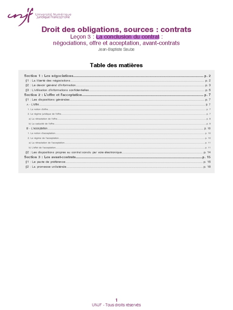 Leçon 3 - La conclusion du contrat | PDF