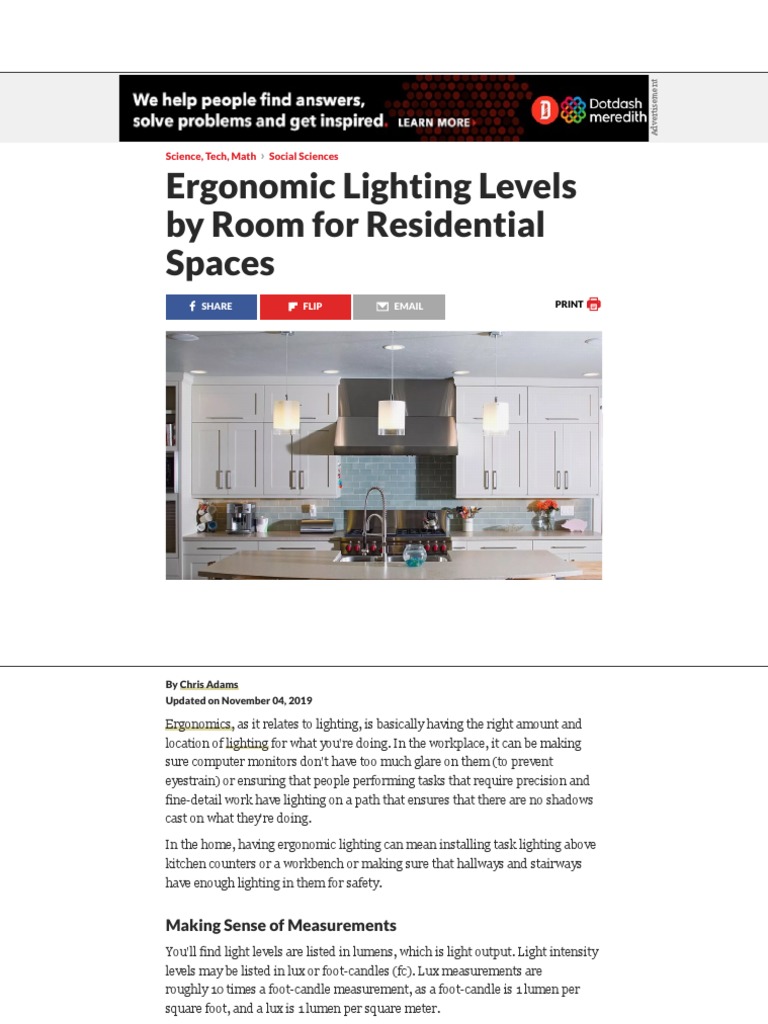 A Room-by-Room Guide For Ergonomic Lighting Levels | PDF | Lighting | Room