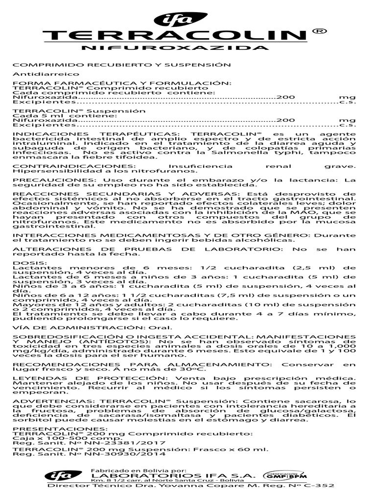 terracolin | PDF | Diarrea | Tableta (Farmacia)