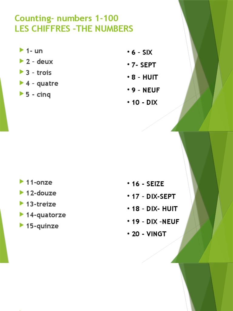 Countingnumbers 1-100 French | PDF