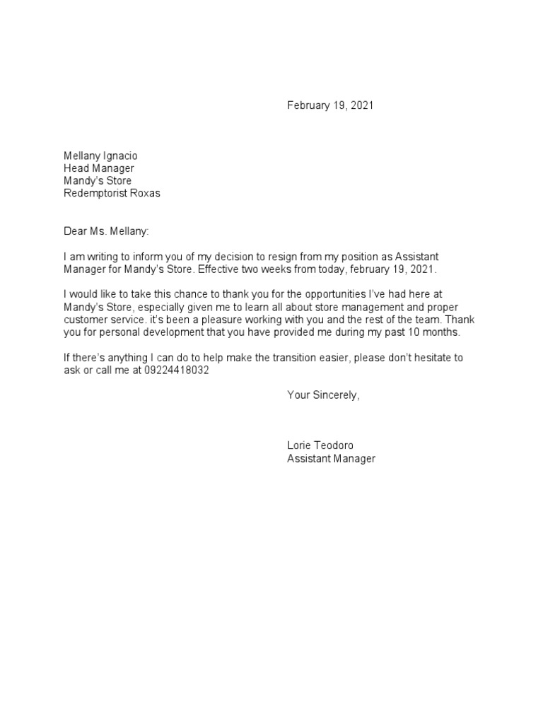 Abay-Abay Resignation Letter | PDF