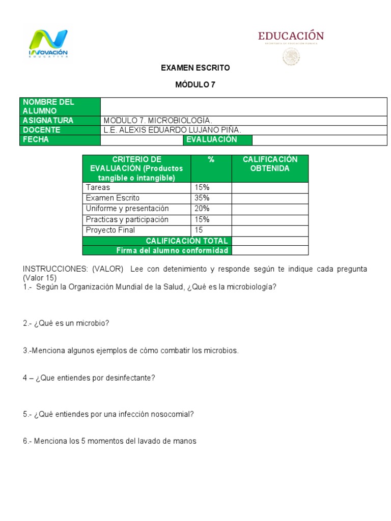 Examen Final Modulo 7 | PDF | Citoplasma | Las bacterias