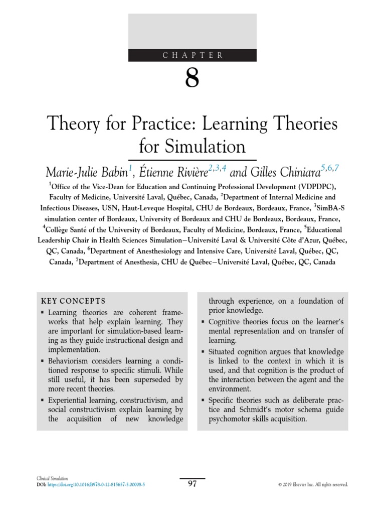 Learning Theories for Simulation Education | PDF