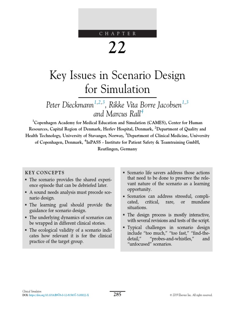 22 Key Issues in Scenario Design For Simulation | PDF