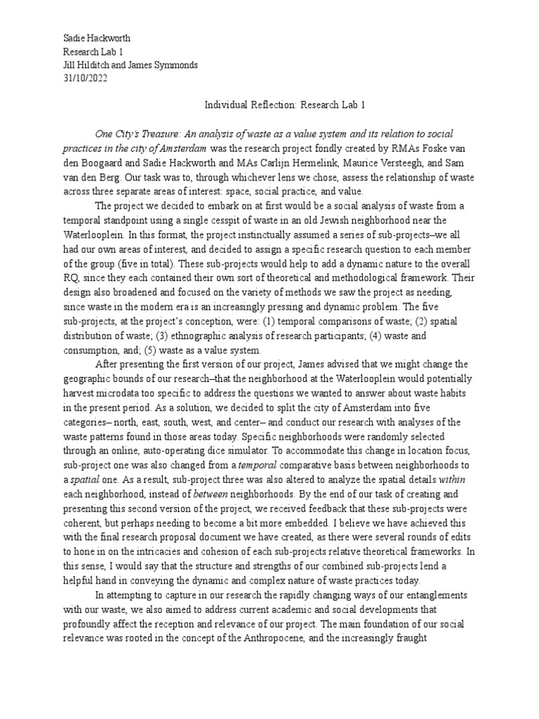 Personal Reflection Rl1 Hackworth Pdf