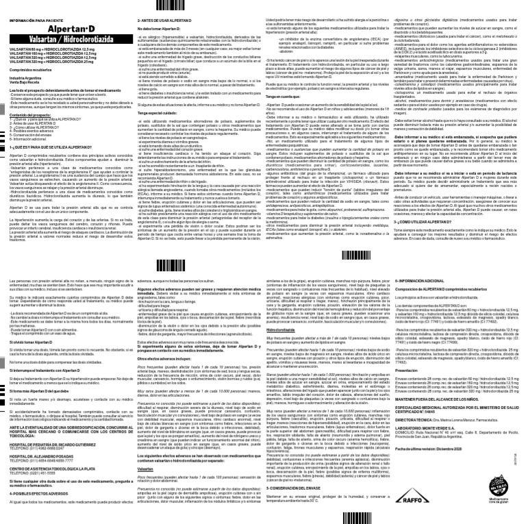 ALPERTAN-D Prospecto Pacientes RAFFO | PDF