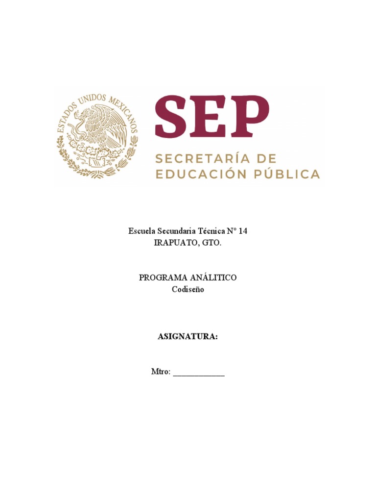Formato Programa Analitico Codiseño Pdf