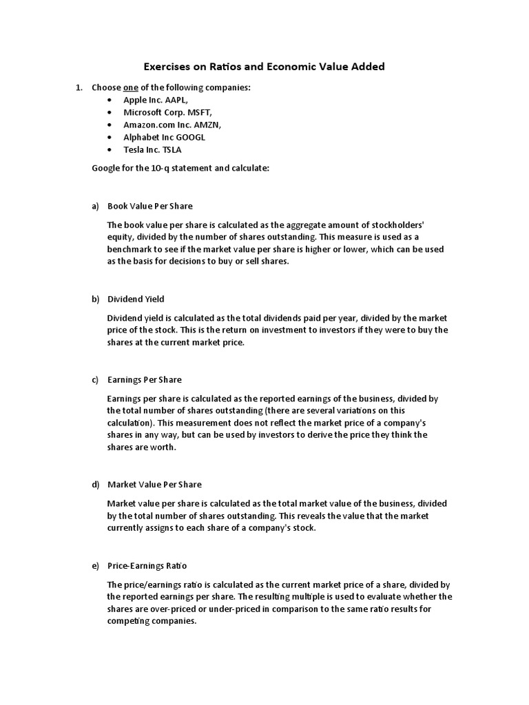 Extra Exercises Ratios&EVA v2 | PDF