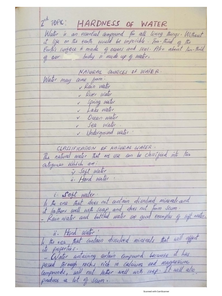 HARDNESS OF WATER NOTES | PDF