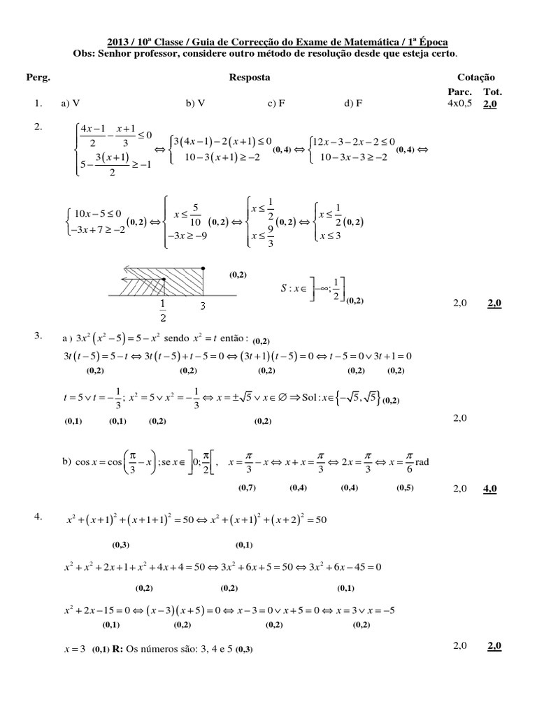 Guia de Correção Exame Matemática 2013 | PDF | Métodos e Materiais de ...