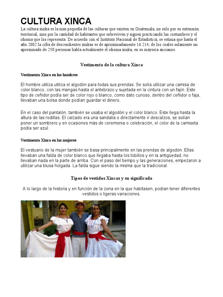 Vestimenta Tradicional de la Cultura Xinca | PDF | Ropa | Falda