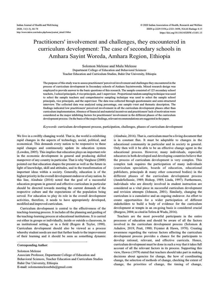 15 Solomon Melesse Mulu Melesse | PDF | Curriculum | Teachers