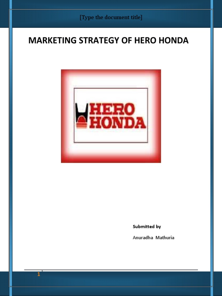 Marketing Strategy of Hero Honda | PDF