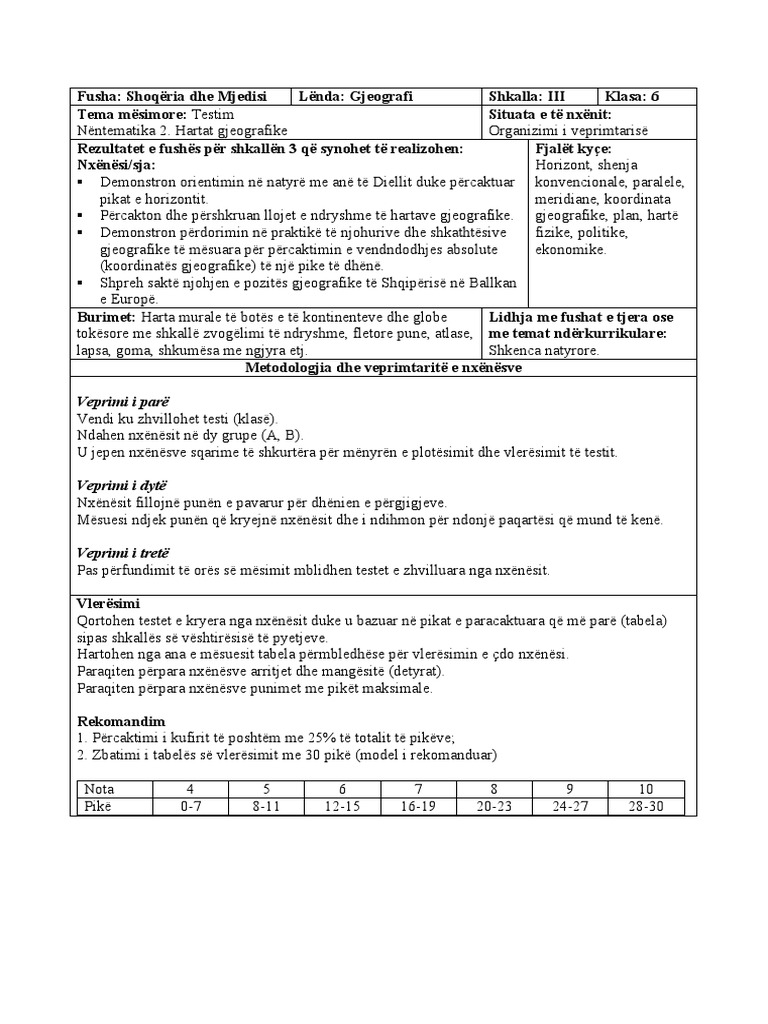 5. GJEOGRAFIA 6 Modele Testesh | PDF