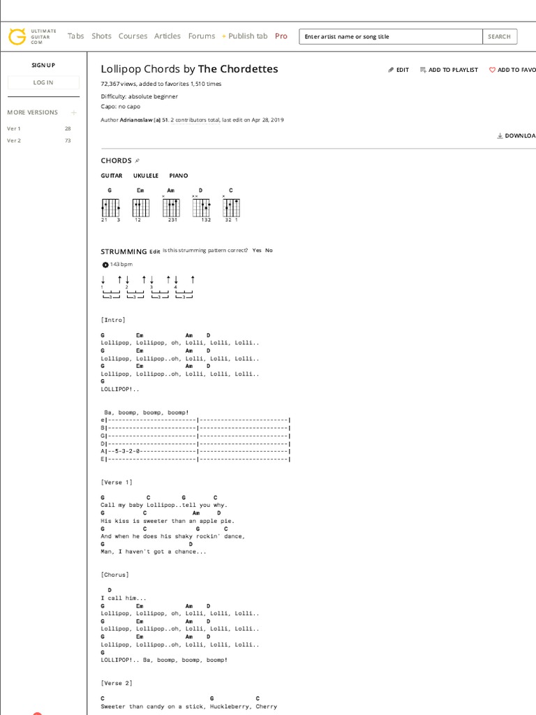 Lollipop Chords by The Chordettes | PDF | Song Structure