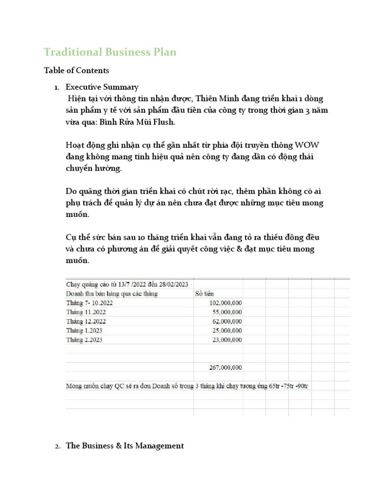 Business Plan - Outline | PDF