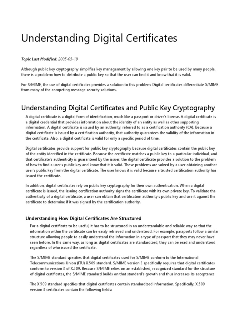 Digital Certificates | PDF